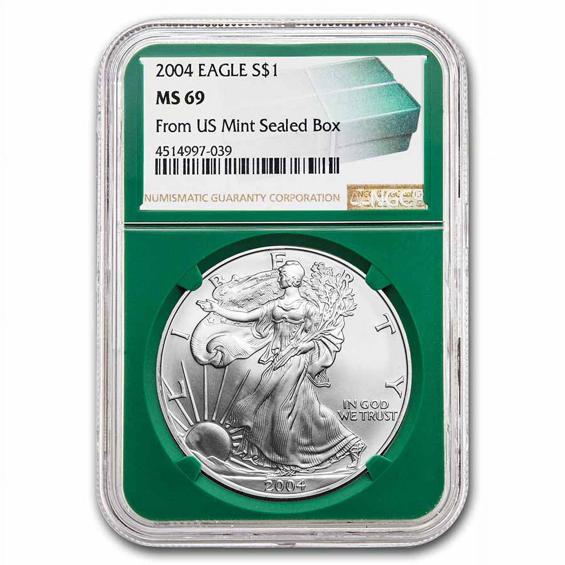 2004 American Silver Eagle MS-69 NGC (Green Holder) - Walmart.com