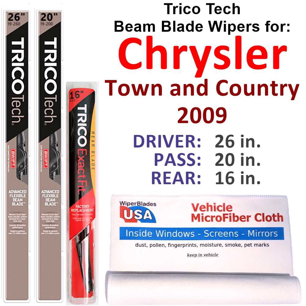 2009 Chrysler Town and Country Beam Blade Wipers (Set of 3) w/Rear ...