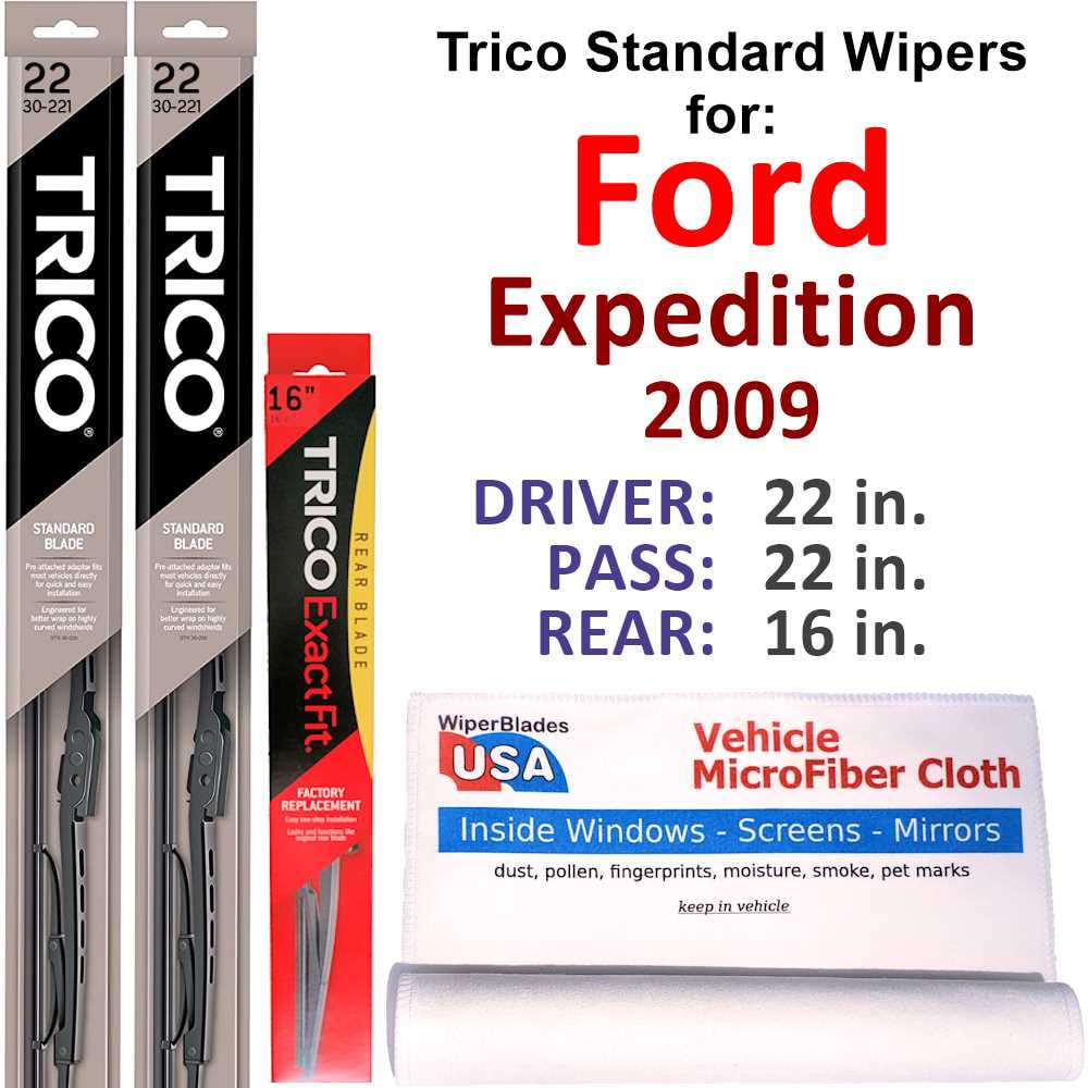 2009 Ford Expedition Wiper Blades (Set of 3) w/Rear Wiper - Walmart.com