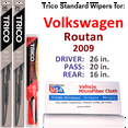 2009 Volkswagen Routan Wiper Blades (Set of 3) w/Rear Wiper - Walmart.com