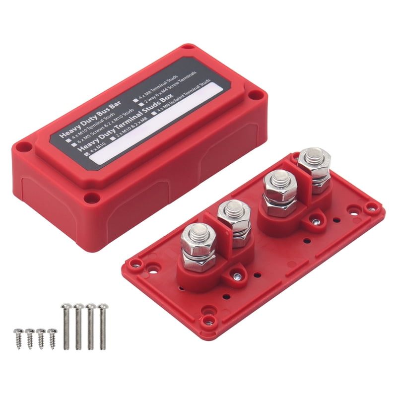 200A 48V Bus Bar Power Distribution Block with 4X M8/M10 Terminal Studs ...