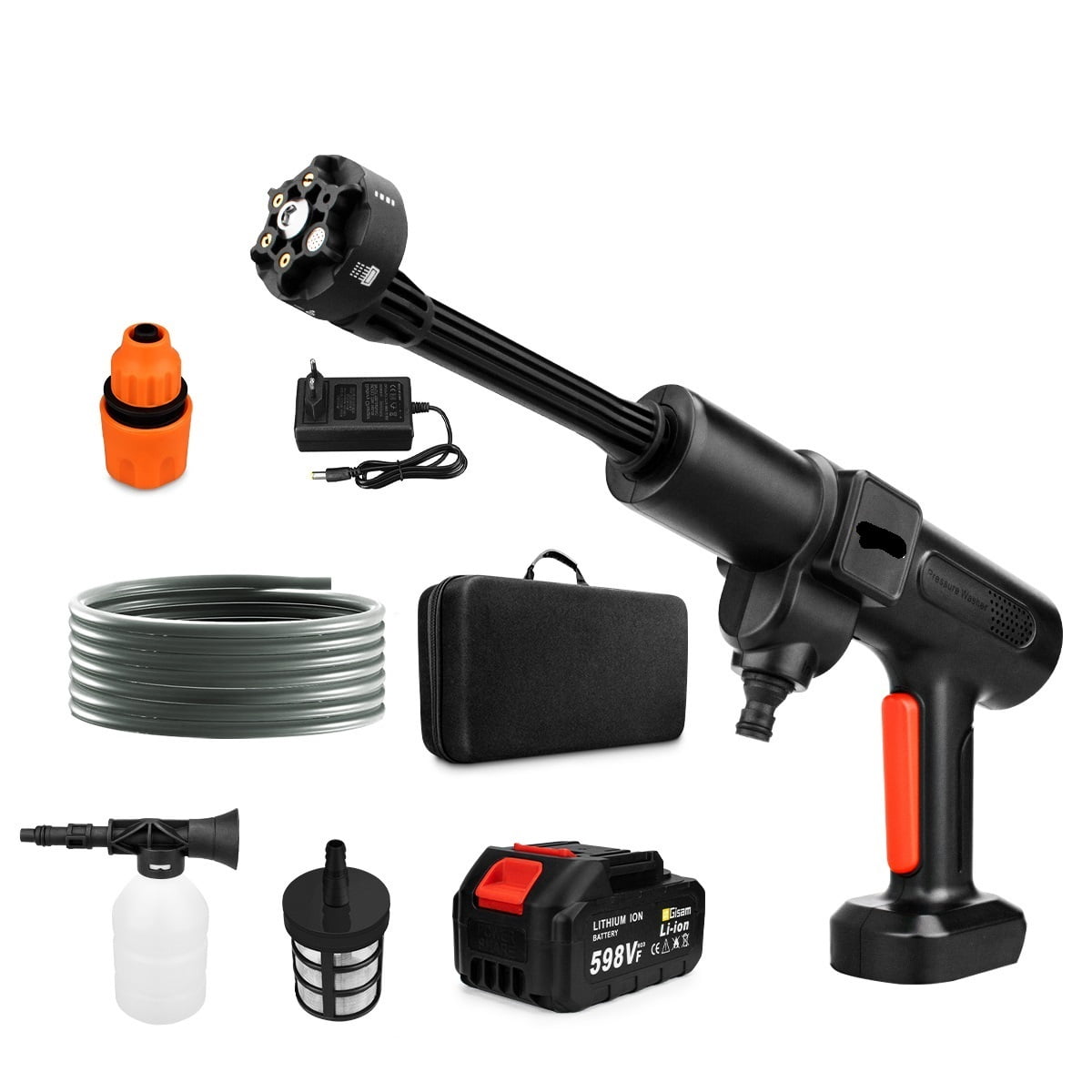 200Bar Brushless Cordless Electric High Pressure Washer 6-in-1 Car ...