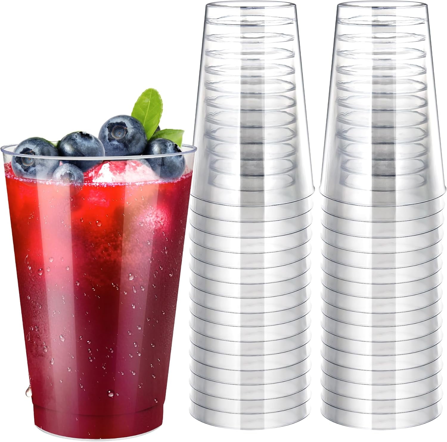 200Counts 12 OZ. Hard Plastic Cups Fancy Disposable Cups for Party, 12 ...