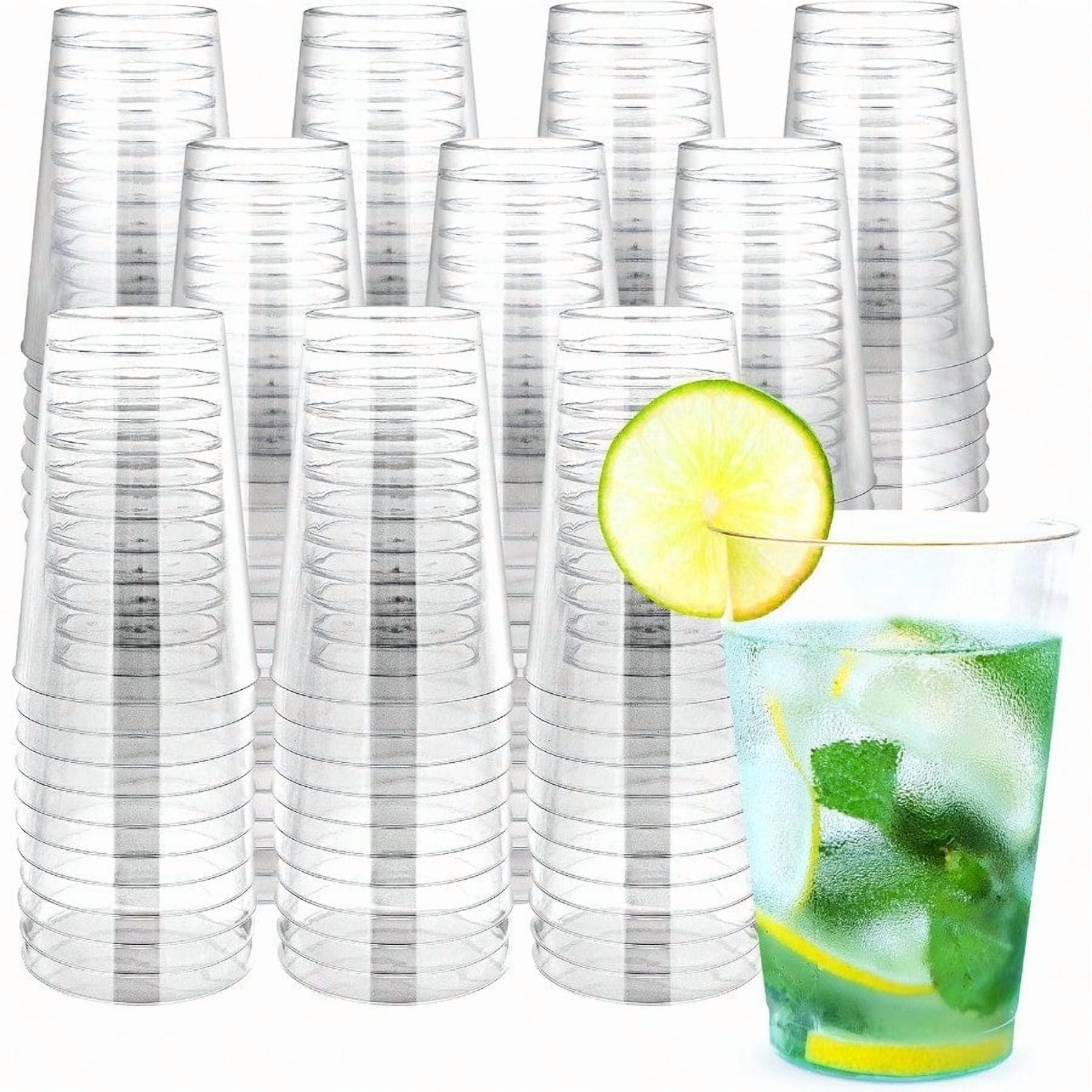 200Counts 12 OZ. Hard Plastic Cups Fancy Disposable Cups for Party 12 ...