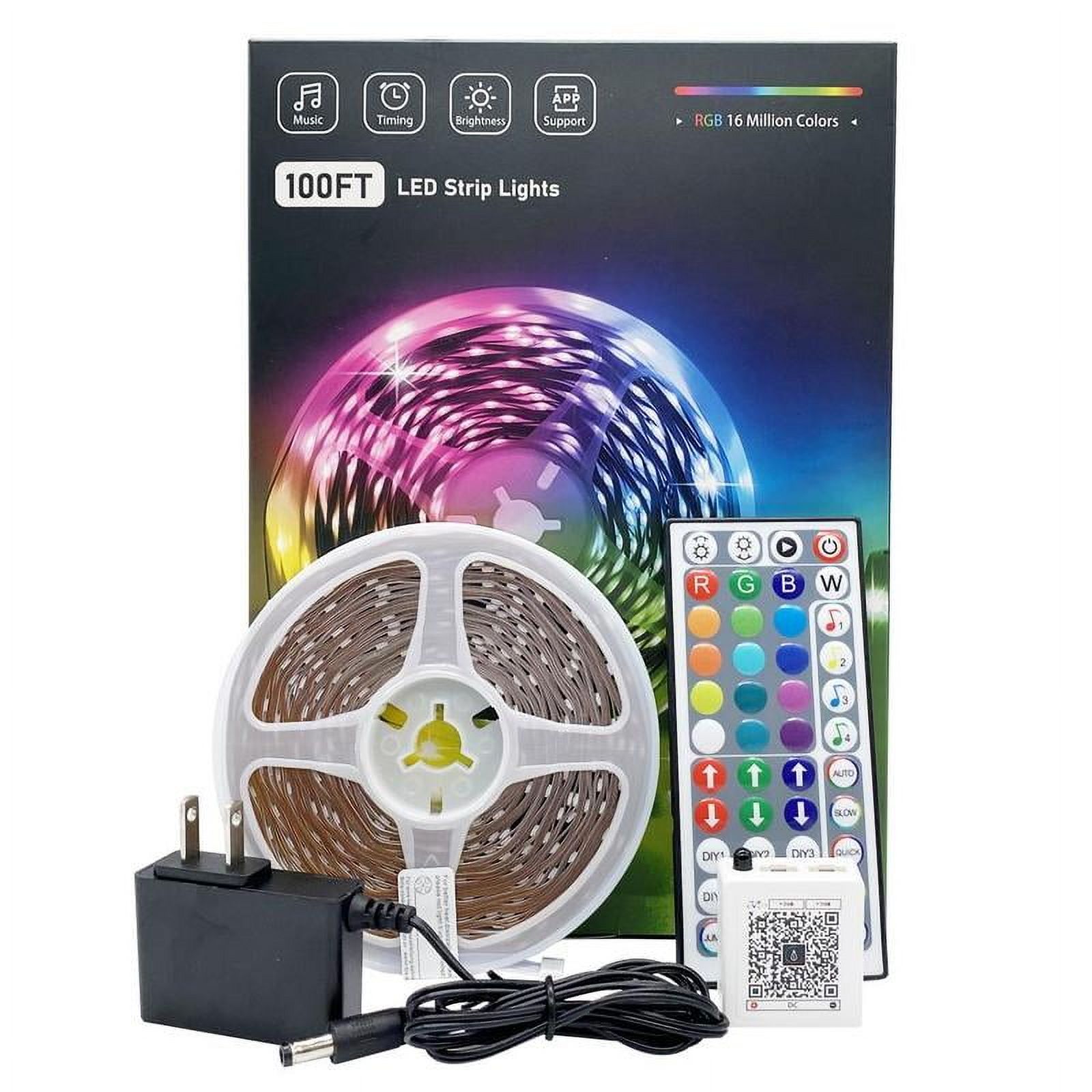 200FT 100FT 50FT LED Strip with Remote and APP Music Sync Color ...