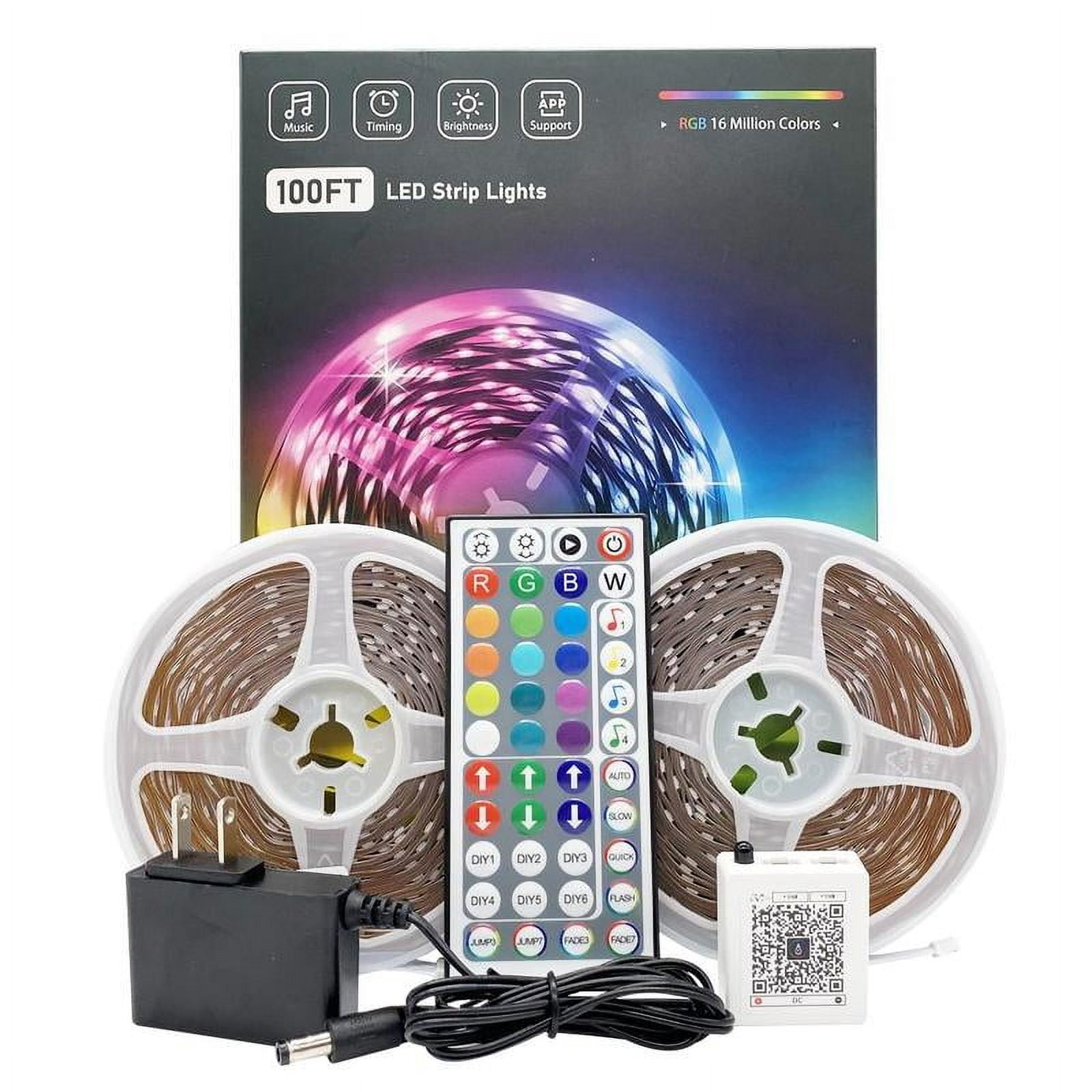 200FT 100FT 50FT LED Strip with Remote and APP Music Sync Color ...