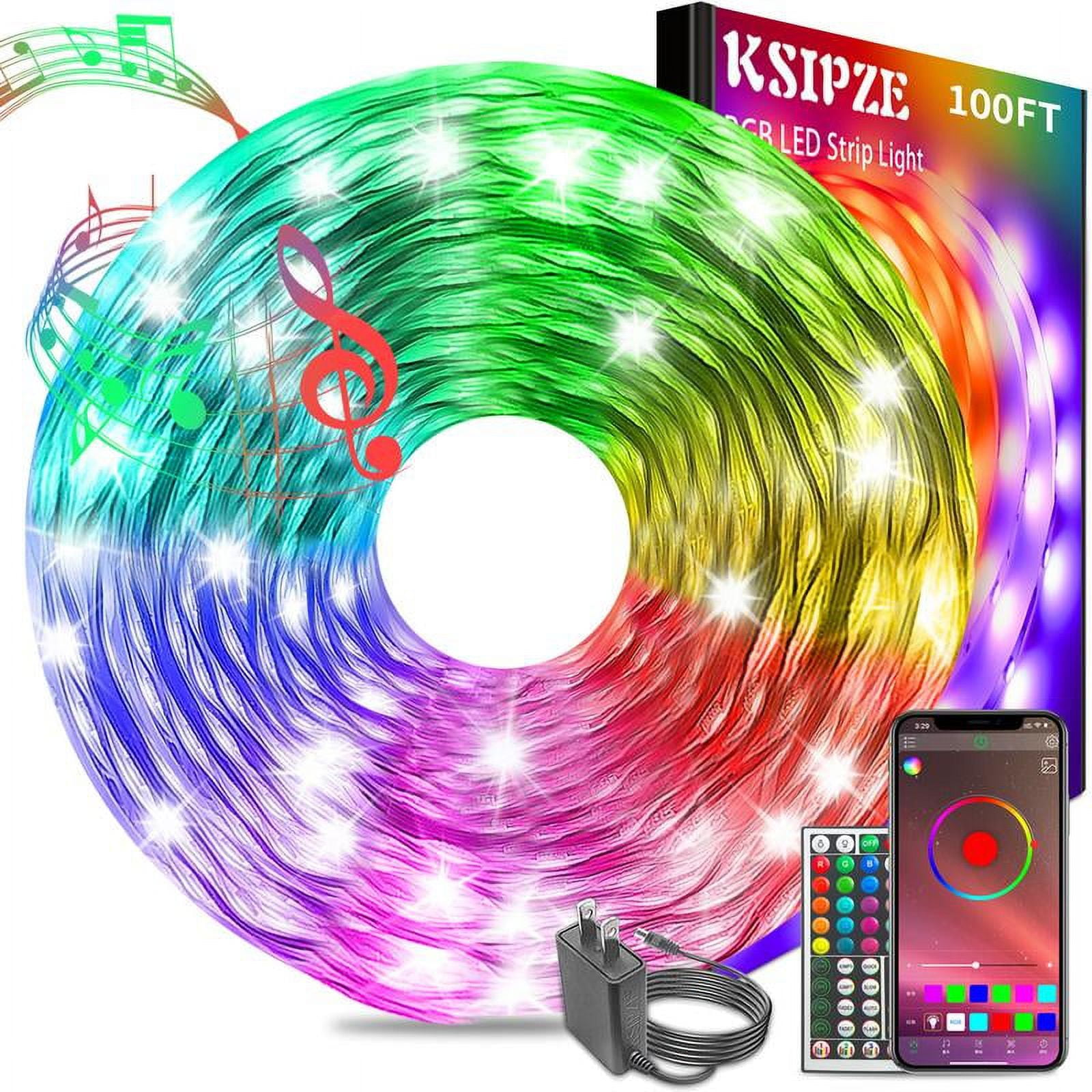 200FT 100FT 50FT Smart Led Strip Lights RGB Color Changing Time Setting ...