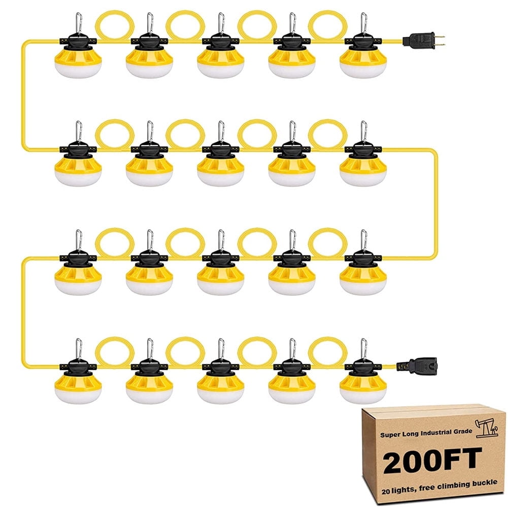 SJPACK 200FT 20 LED Construction String Lights, 200W LED Temporary ...