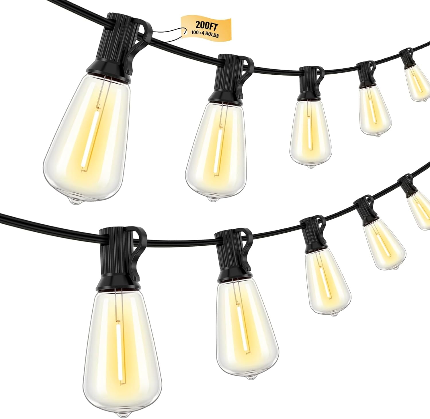 200FT LED Outdoor String Lights, 2700K LED Patio Lights Outdoor ...