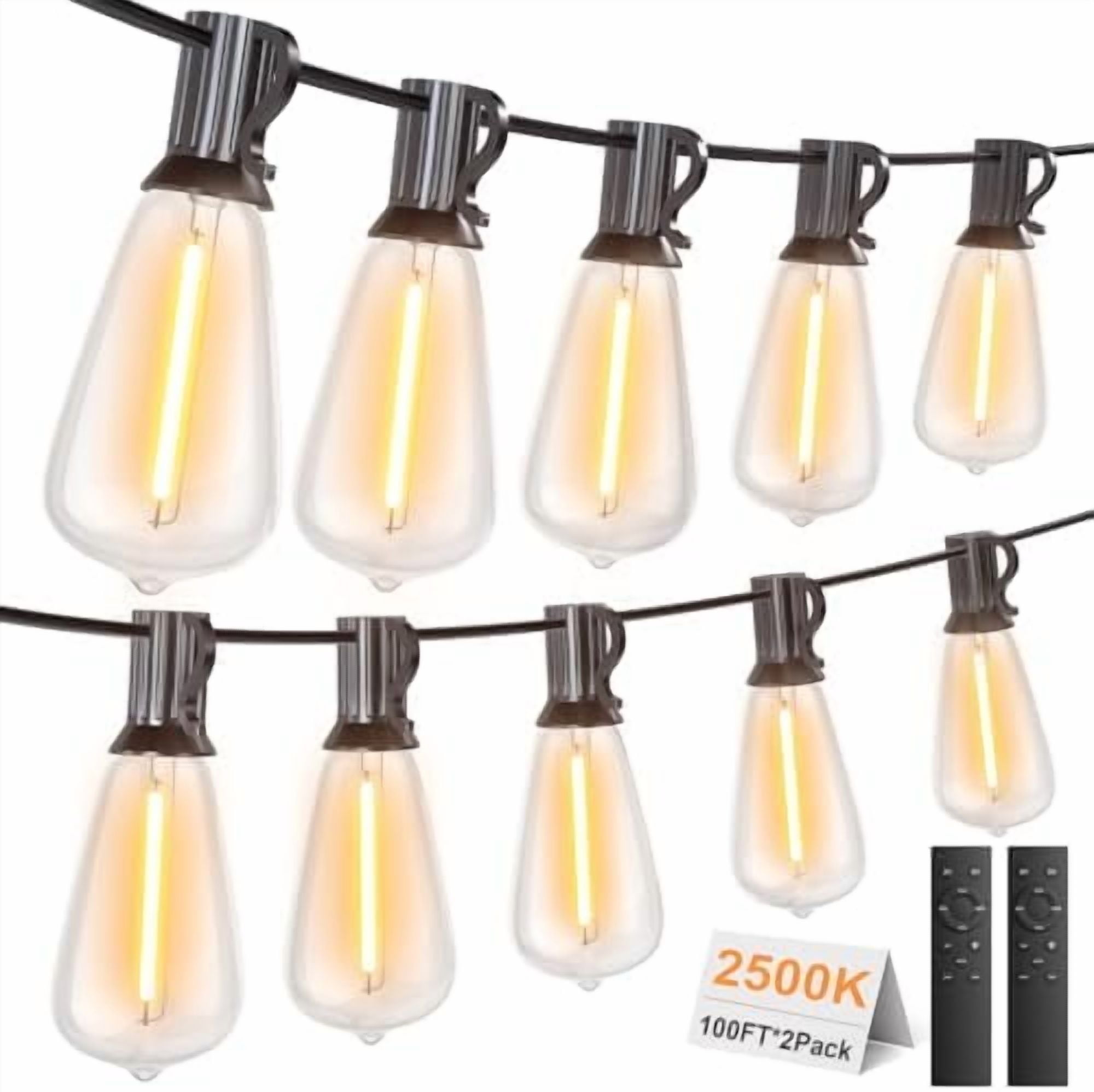 200FT Outdoor String Lights with Remote, Garden Patio Decor with 2500K ...