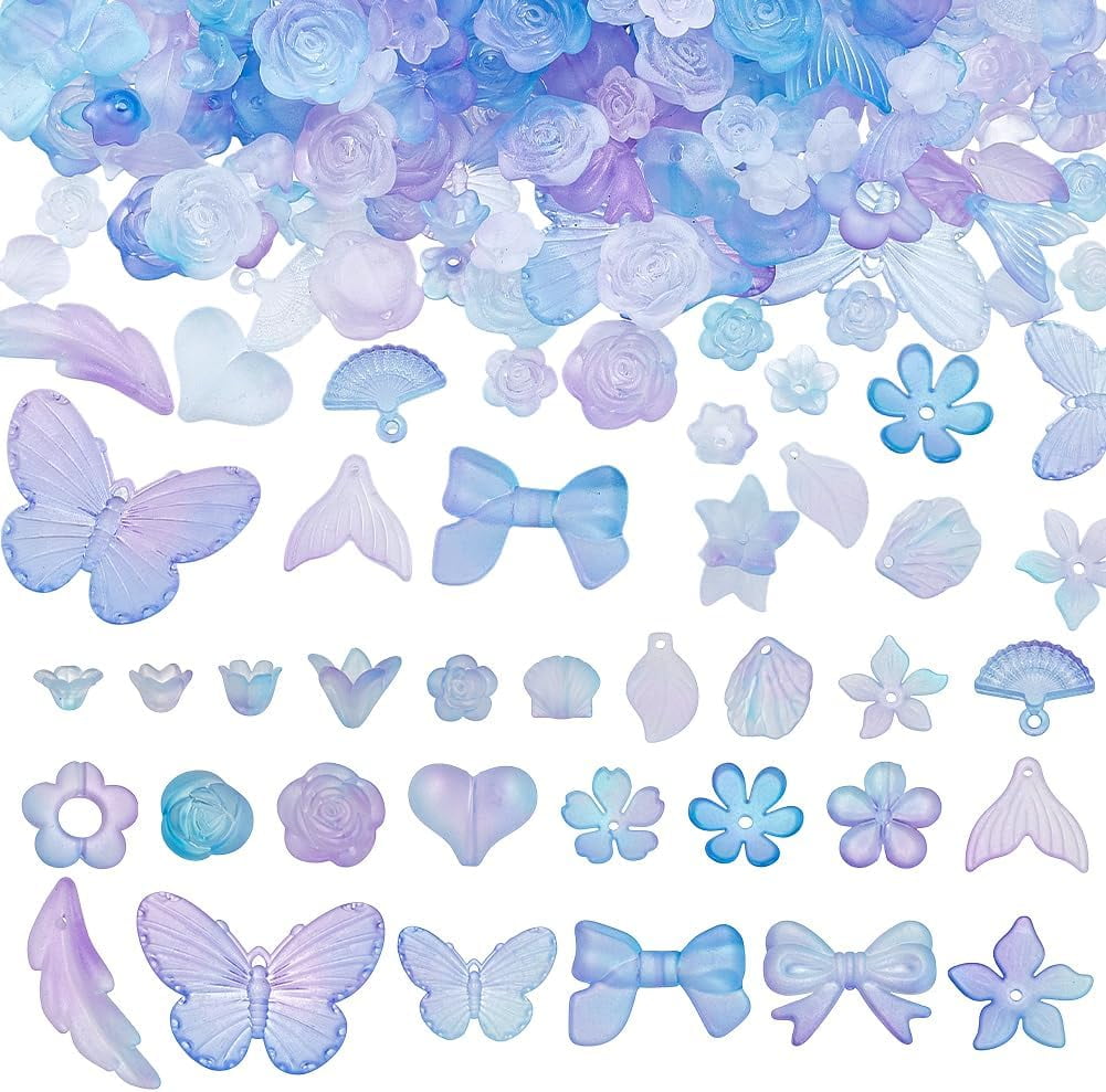 200G Assorted Acrylic Beads Gradient Color Cornflower Blue Frosted ...