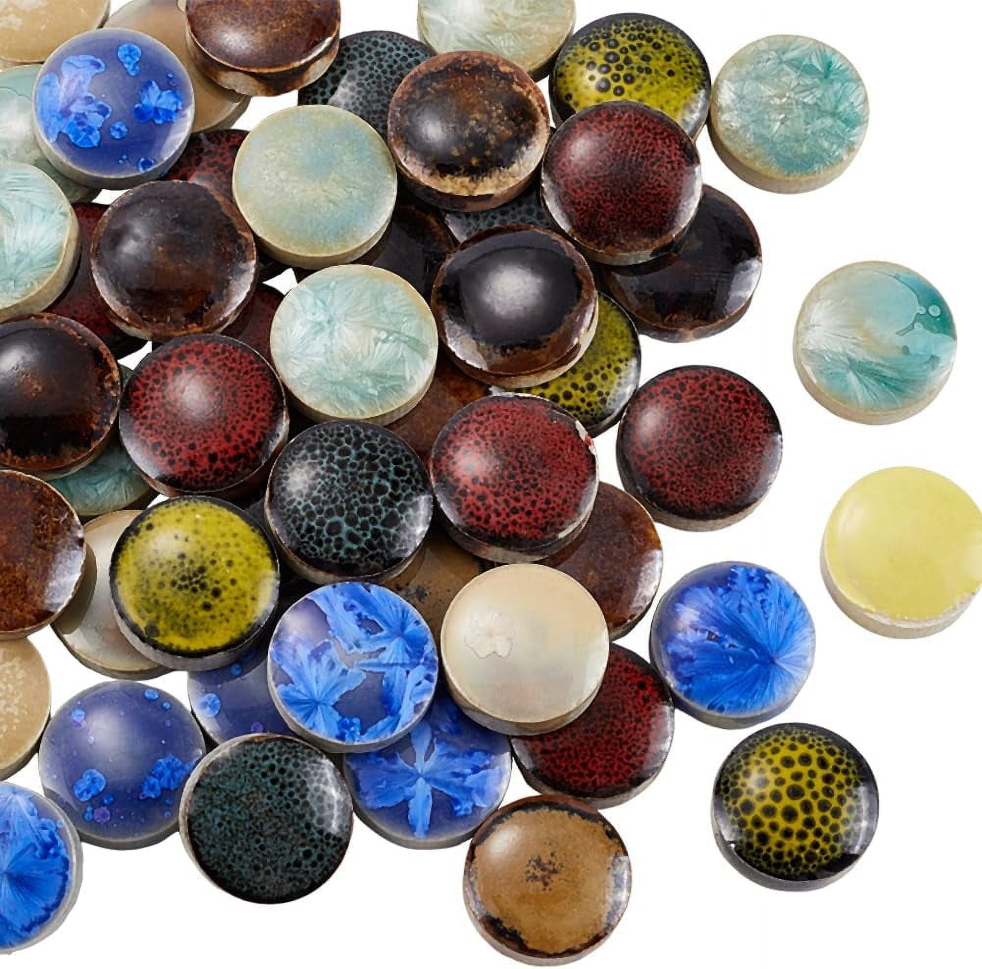 200G Handmade Porcelain Cabochons Mosaic Tiles Mixed Color Flat Round ...