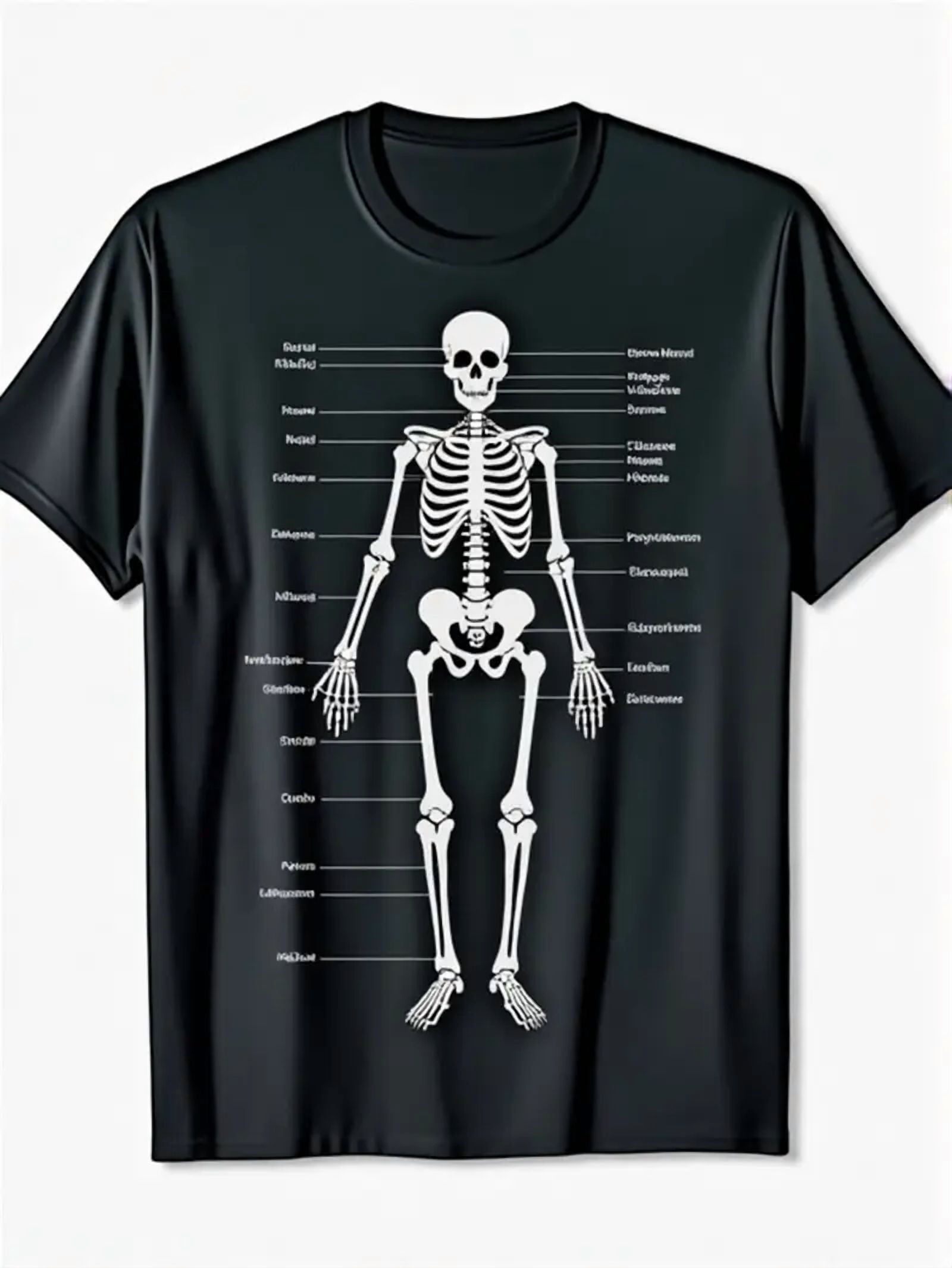 200G Men's Black Orthopedic Skeleton Graphic T-Shirt - Anatomical ...
