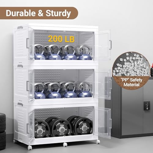 200Gal Plastic Storage Bins with Lid and Wheels, 4Pack Extra Large ...