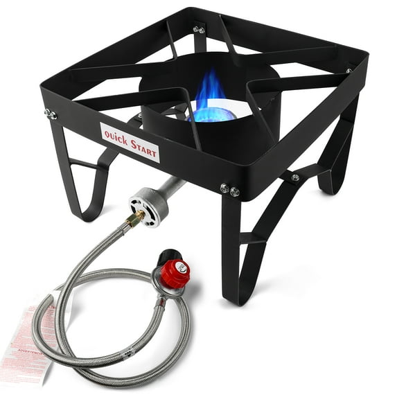 200K BTU Propane Burner, Heavy-Duty Outdoor Stove, Adjustable 0-20PSI ...