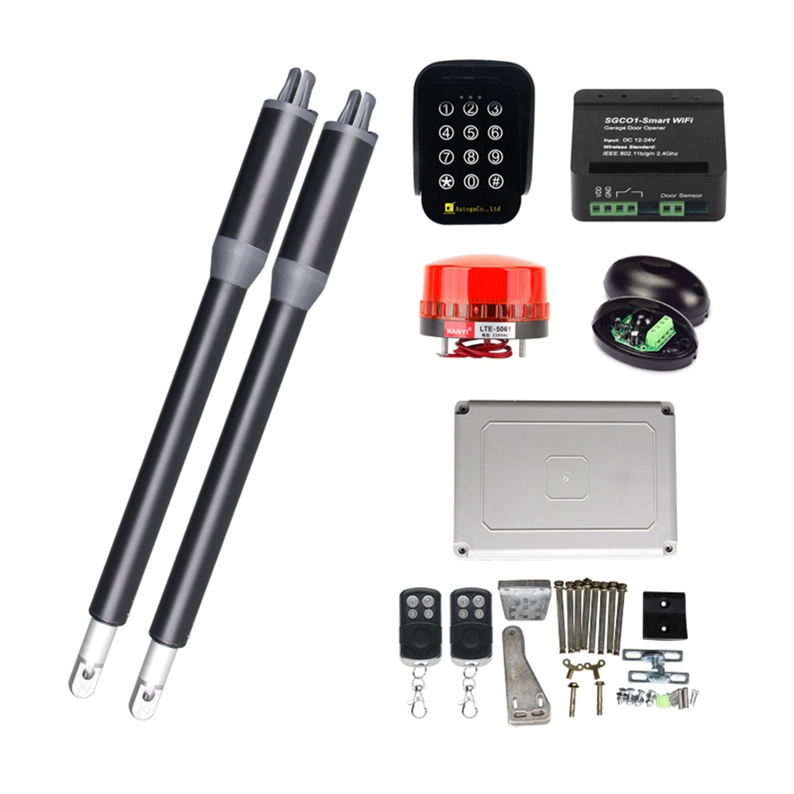 200KG Automatic Swing Gate Opener Drive with WIFI Remote Control Keypad Electric Lock Swing Door ...