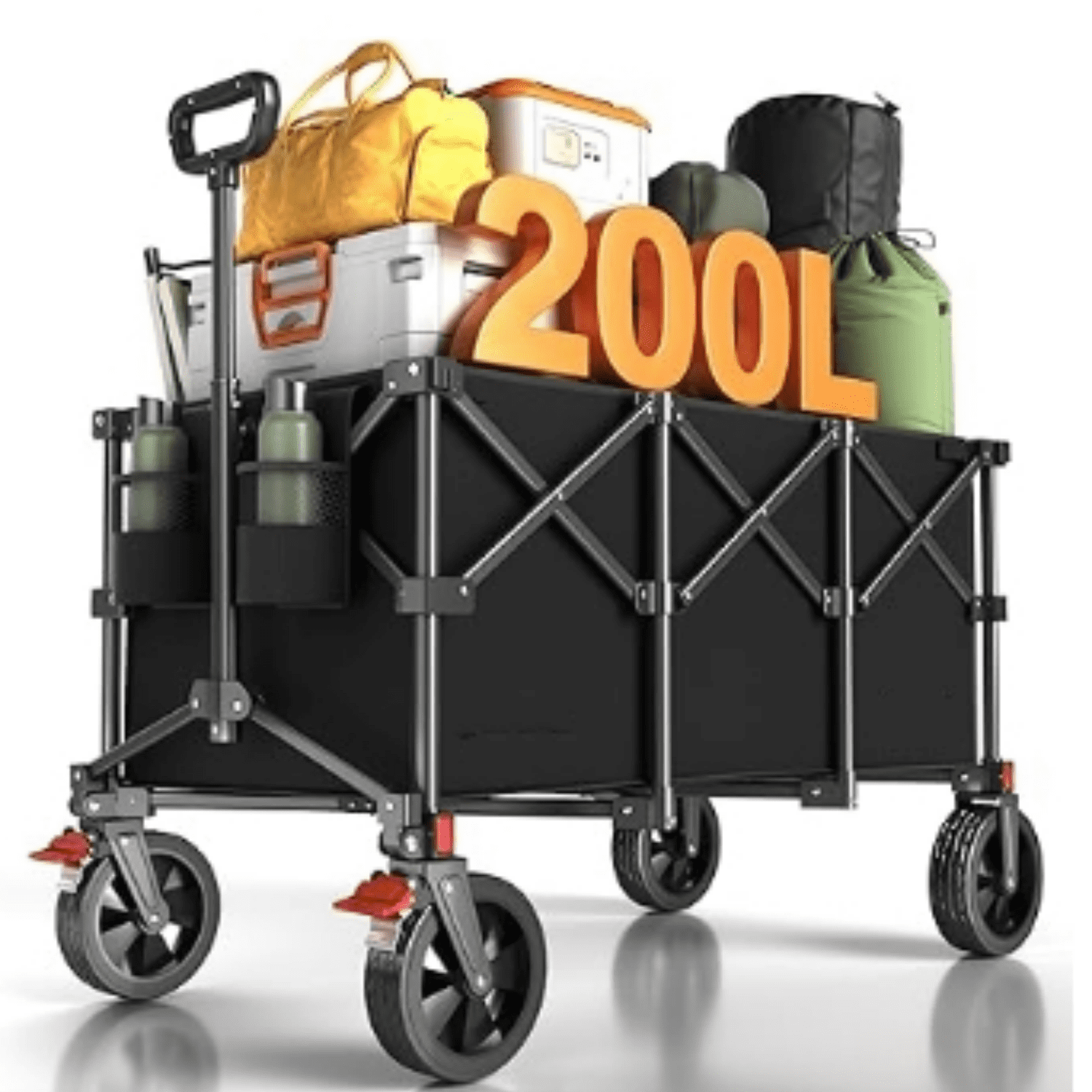 200L Collapsible Foldable Wagon, Large Heavy Duty Wagon Cart with ...