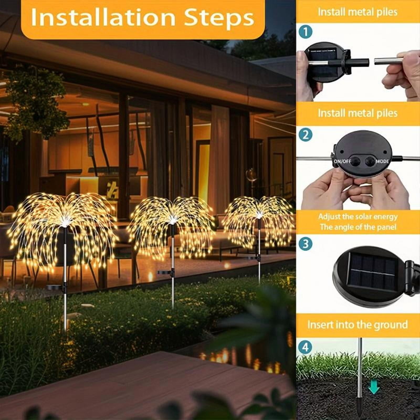 200LED Solar Power Pathway Lights Firework Decor Street Lawn Solar ...