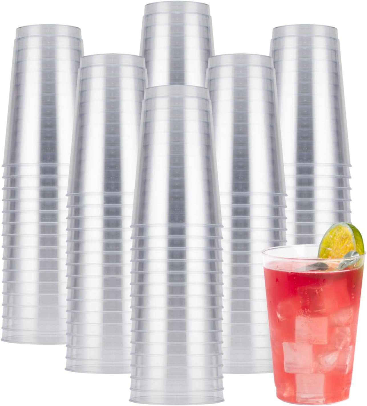 200PCS 12oz Clear Plastic Cups for Party, Disposable Clear Plastic Cups ...