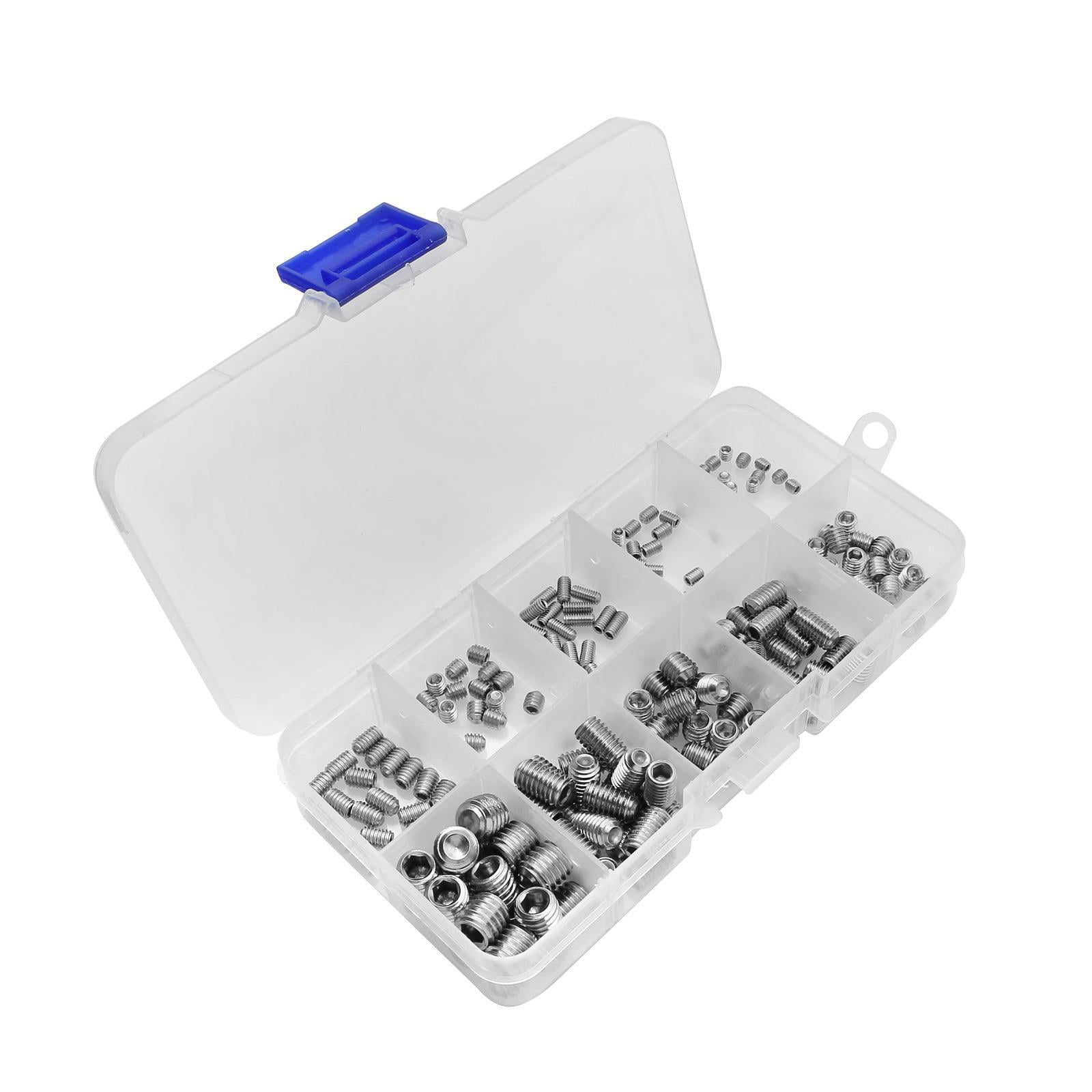 200PCS 304 Stainless Steel Hex Socket Set Screw Kit M3-M8 Corrosion ...