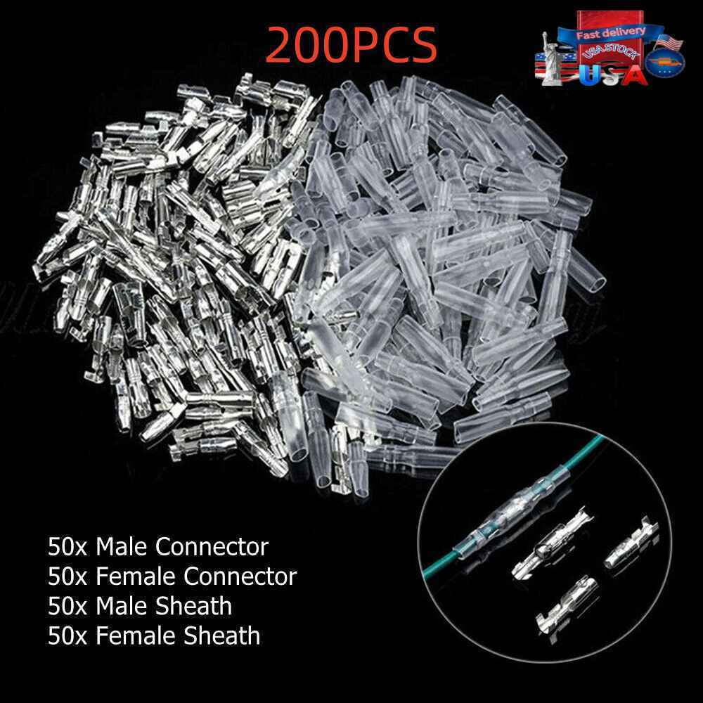 200PCS 4.0mm Bullet Terminal Car Electrical Wire Female & Male ...