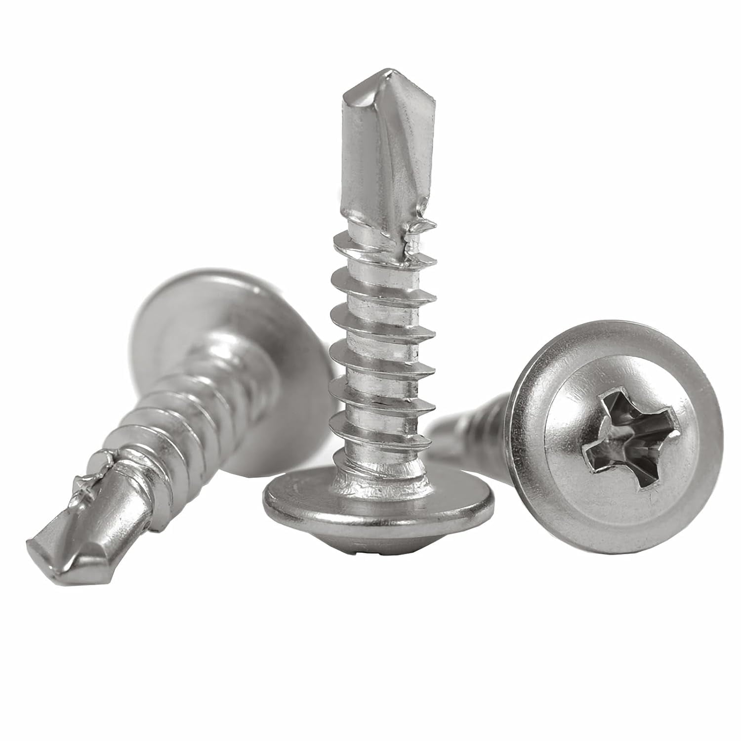 200PCS #8×1" Self Tapping Screws Silver Color, 410 Stainless Steel ...