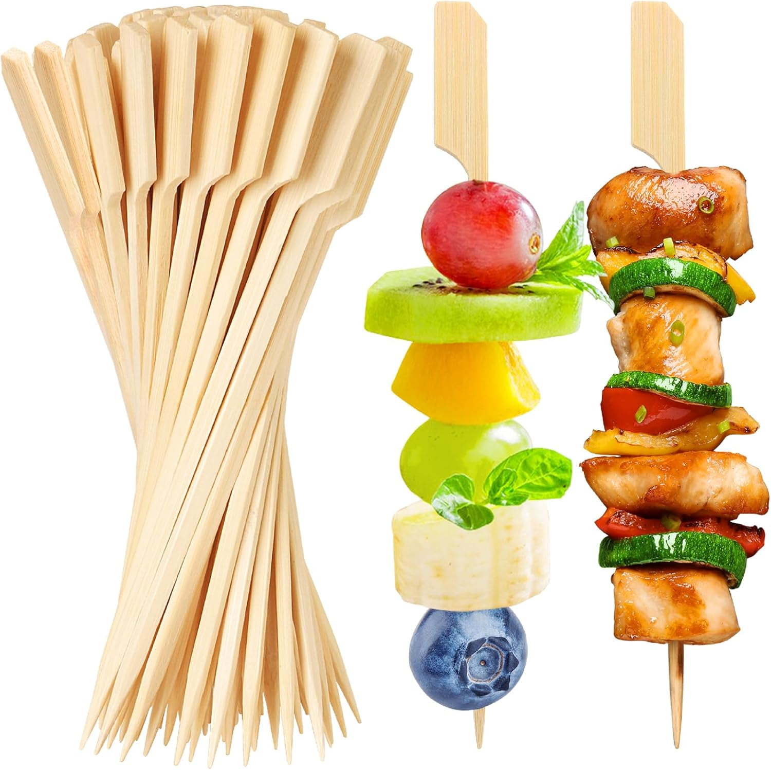 200PCS Bamboo Skewers for Appetizers, [6 Inch] Long Cocktail Picks ...