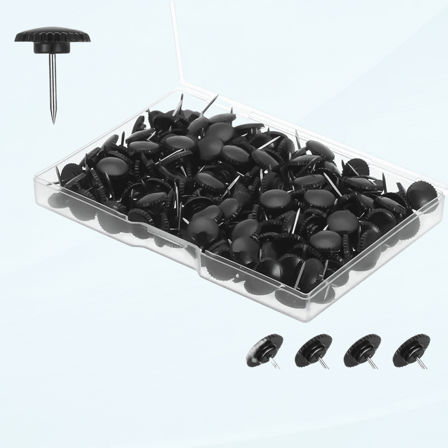 200PCS Black Plastic Push Pins, Thumb Tacks for Wall hangings, Standard ...