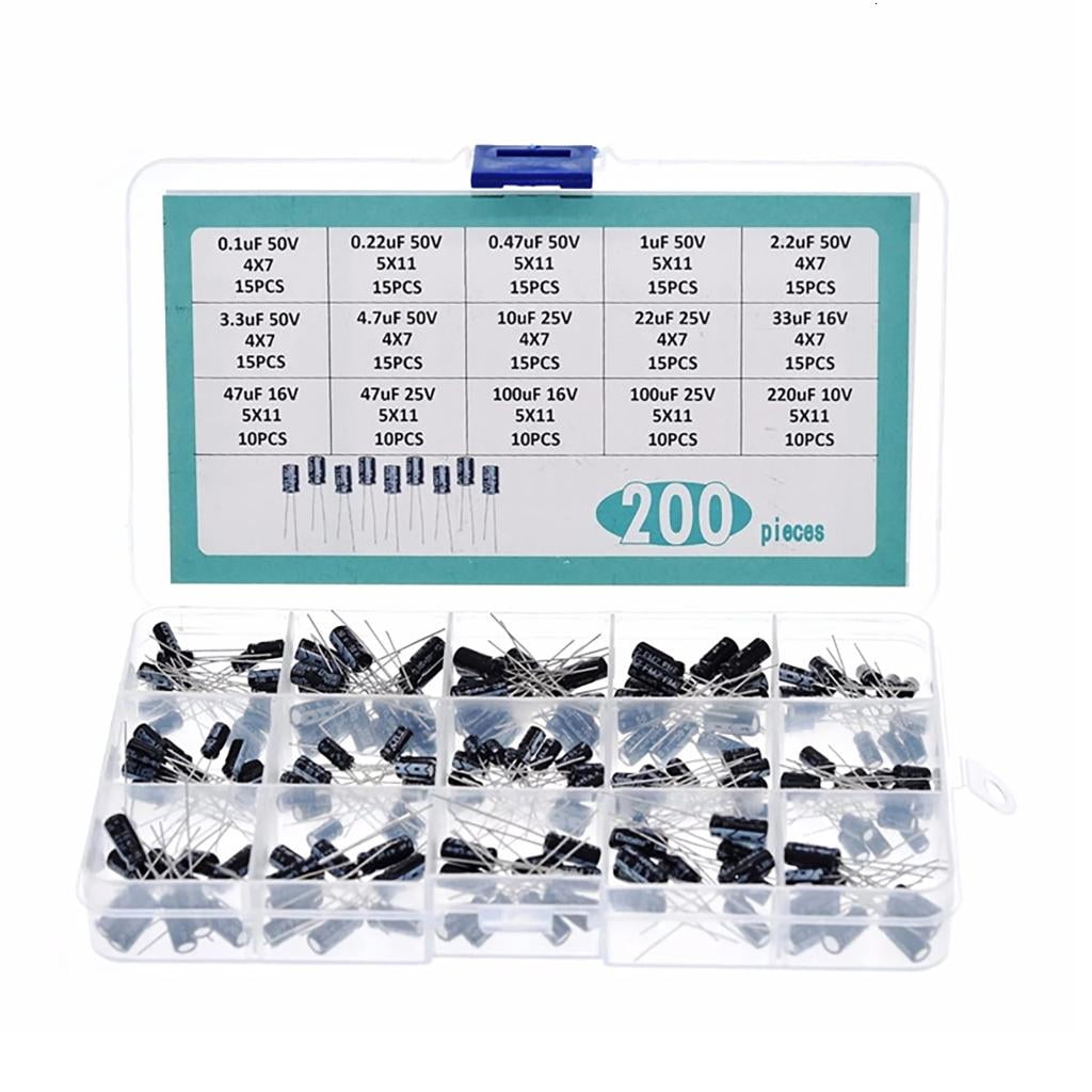 200PCS Box Electrolytic Capacitor Set Comprehensive Selection Easy to ...