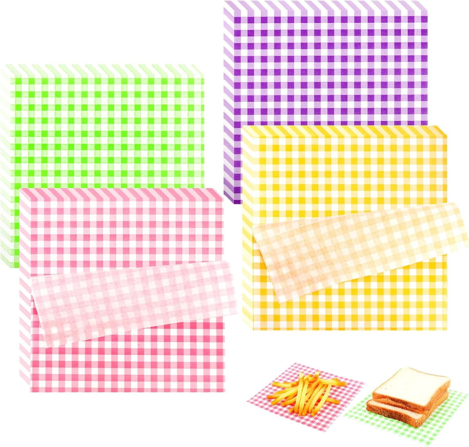 200PCS Checkered Wax Paper Sheets for food 7x7 Inch Checkered Deli ...