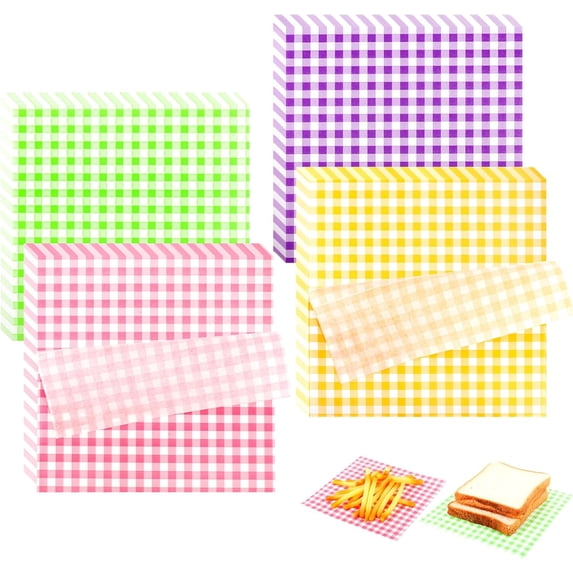 200PCS Checkered Wax Paper Sheets for food 7x7 Inch Checkered Deli ...