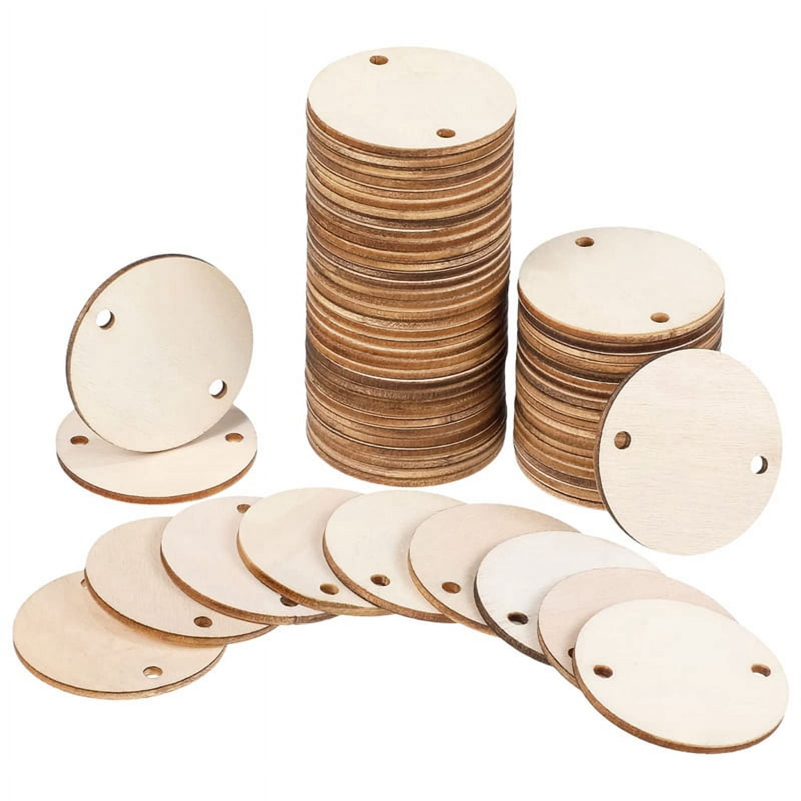 200PCS Circle Wooden Tags Birthday Board Tags with 2 Holes for Birthday ...