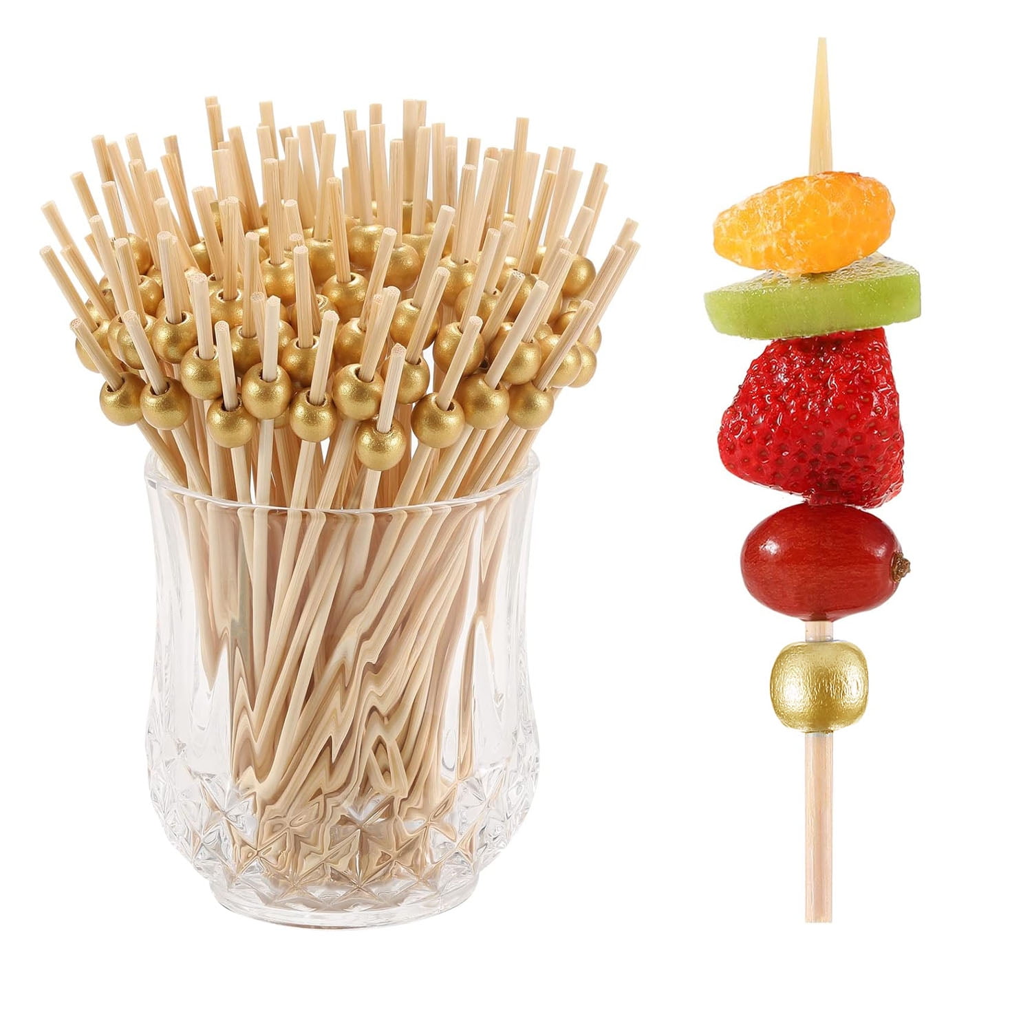 200PCS Cocktail Picks, Natural Fancy Toothpicks for Appetizers, Wooden ...