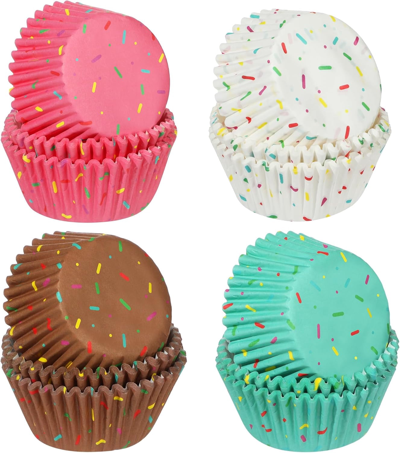 200PCS Confetti Sprinkle Cupcake Liners Colorful Donut Icing Muffins ...