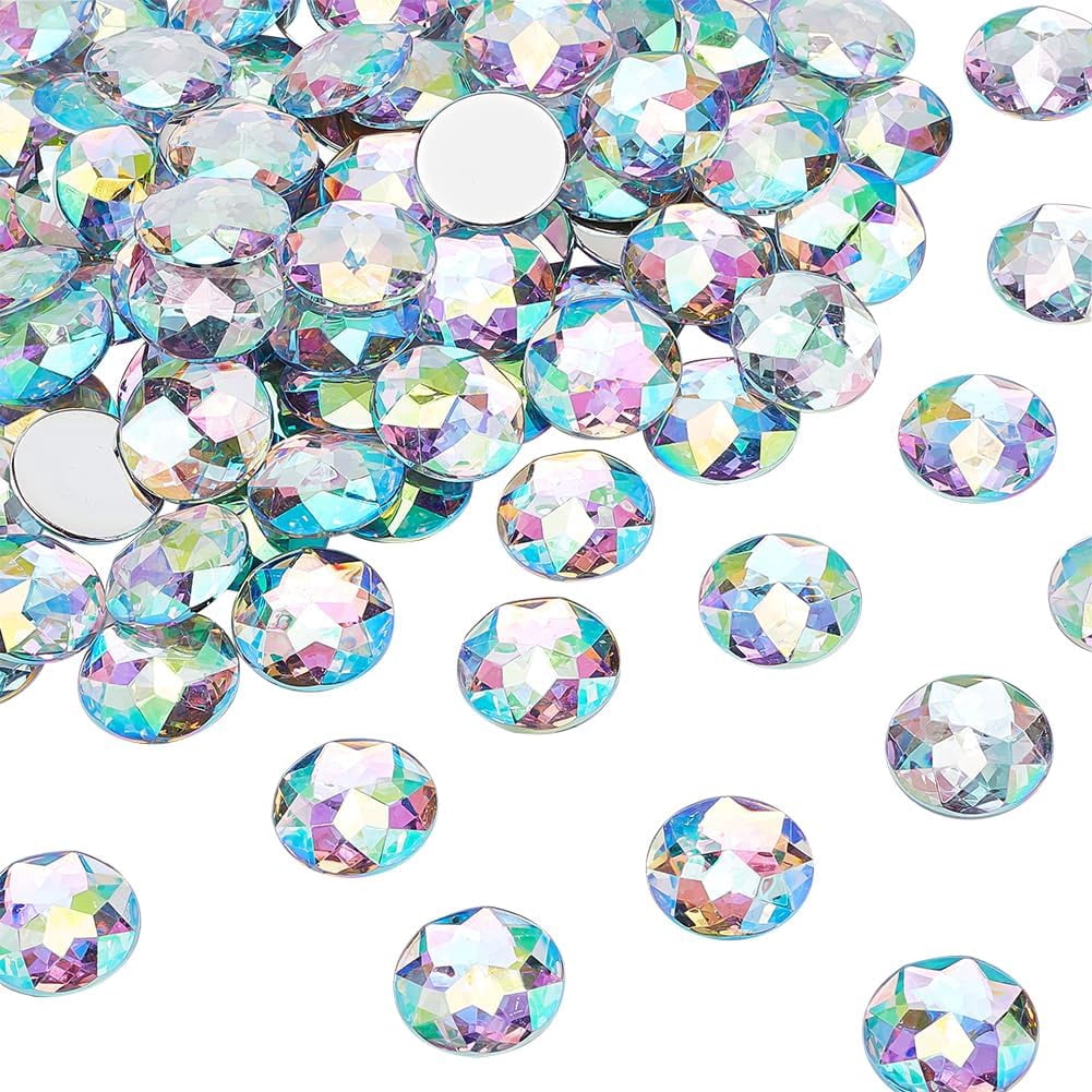 200PCS Crystal Rhinestones Flat Round Transparent AB Acrylic Gemstones ...
