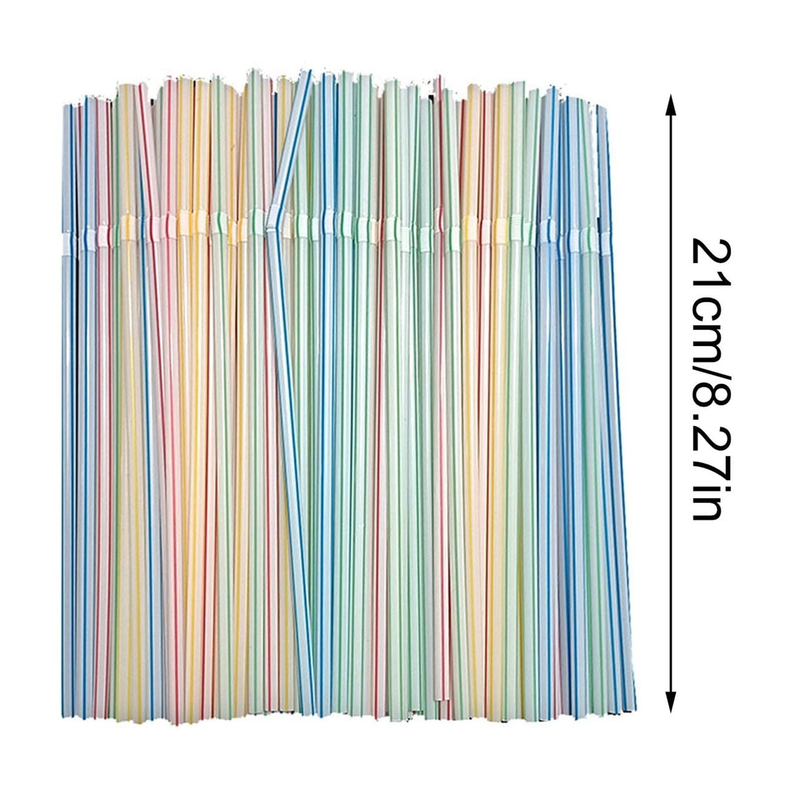 200PCS Disposable Plastic Drinking Straws - Flexible Straws Disposable ...