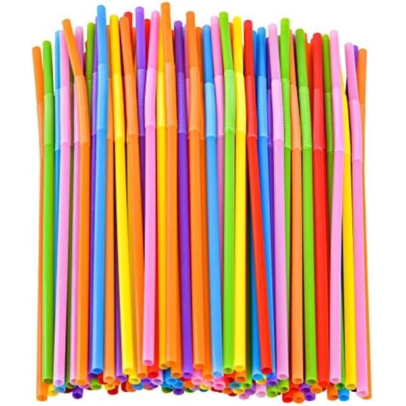 200PCS Flexible Plastic Straws, Colorful Disposable Bendy Party Fancy ...