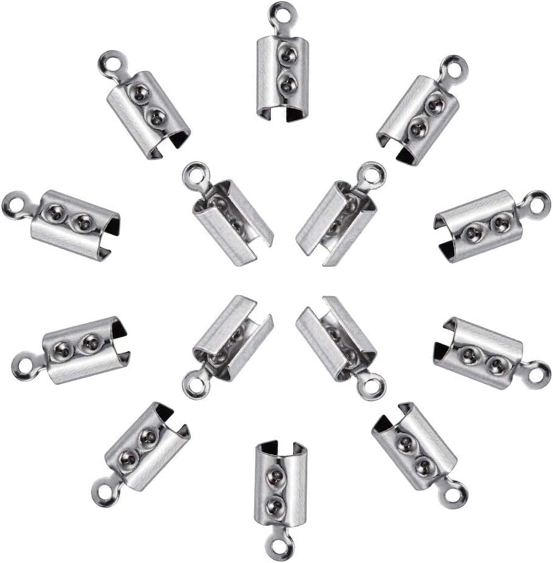 200PCS Fold Over Ends Stainless Steel Cord End End Caps for Necklace ...
