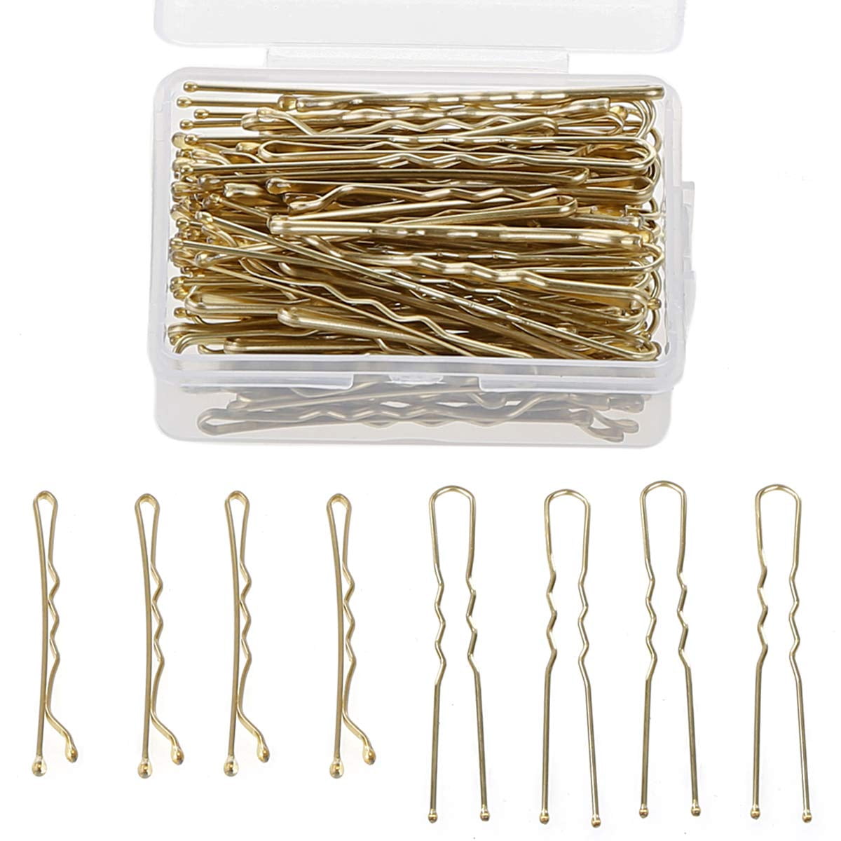 200PCS Hair Pins Set - 100 PCS Bobby Pins (2 Inches) + 100 PCS U Shaped ...