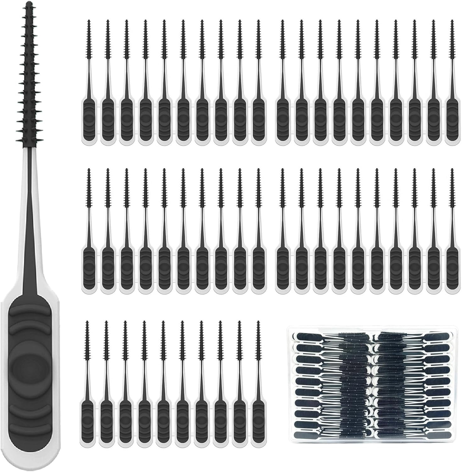 200PCS Interdental Brush with Soft Rubber Handle,Disposable Dental ...