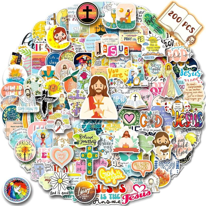 200PCS Jesus Christian Stickers, Religious Stickers for Kids Bible ...