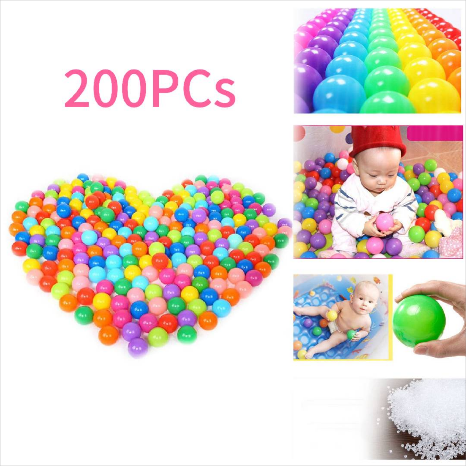 200PCS Kids Ball Colorful Fun Ball Pit Balls for Babies Kids Children ...