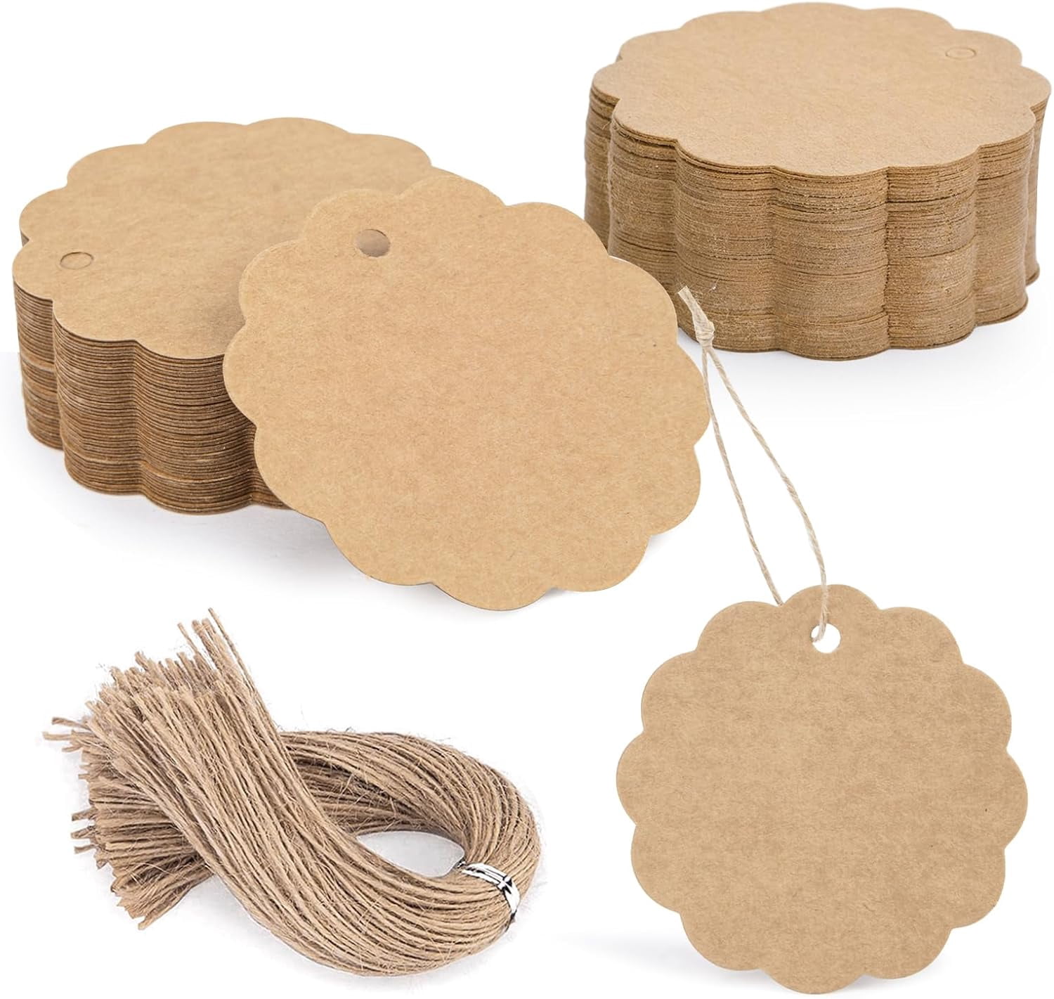 200PCS Kraft Paper Editable Gift Tags, Round Circle Clothes Tags for ...