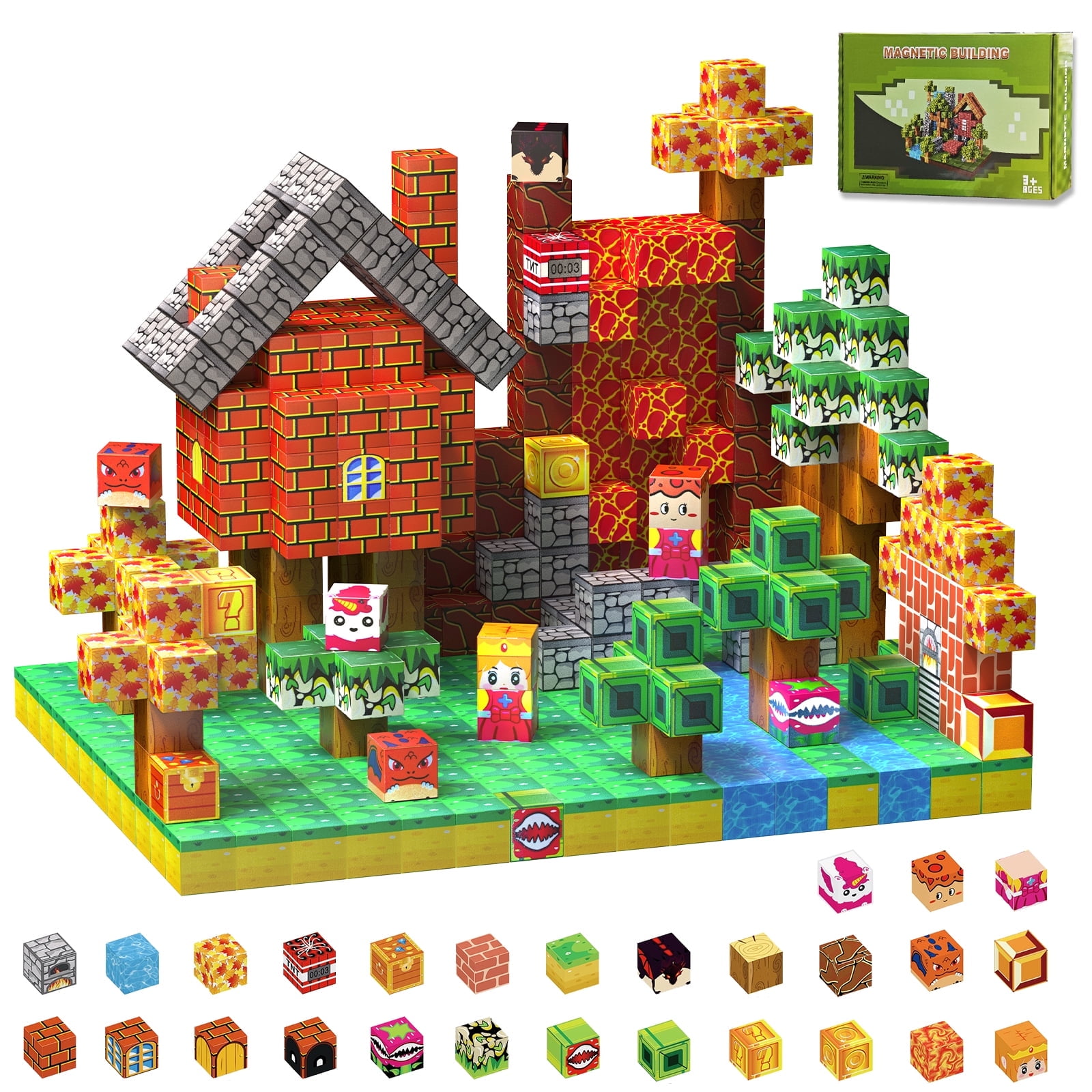 200PCS Magnetic Building Blocks, STEM Sensory Construction Stacking ...