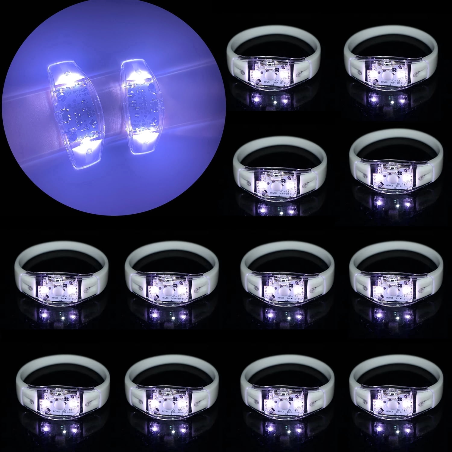 200PCS Music&Sound Activated Led Bracelets White Light Bracelets ...