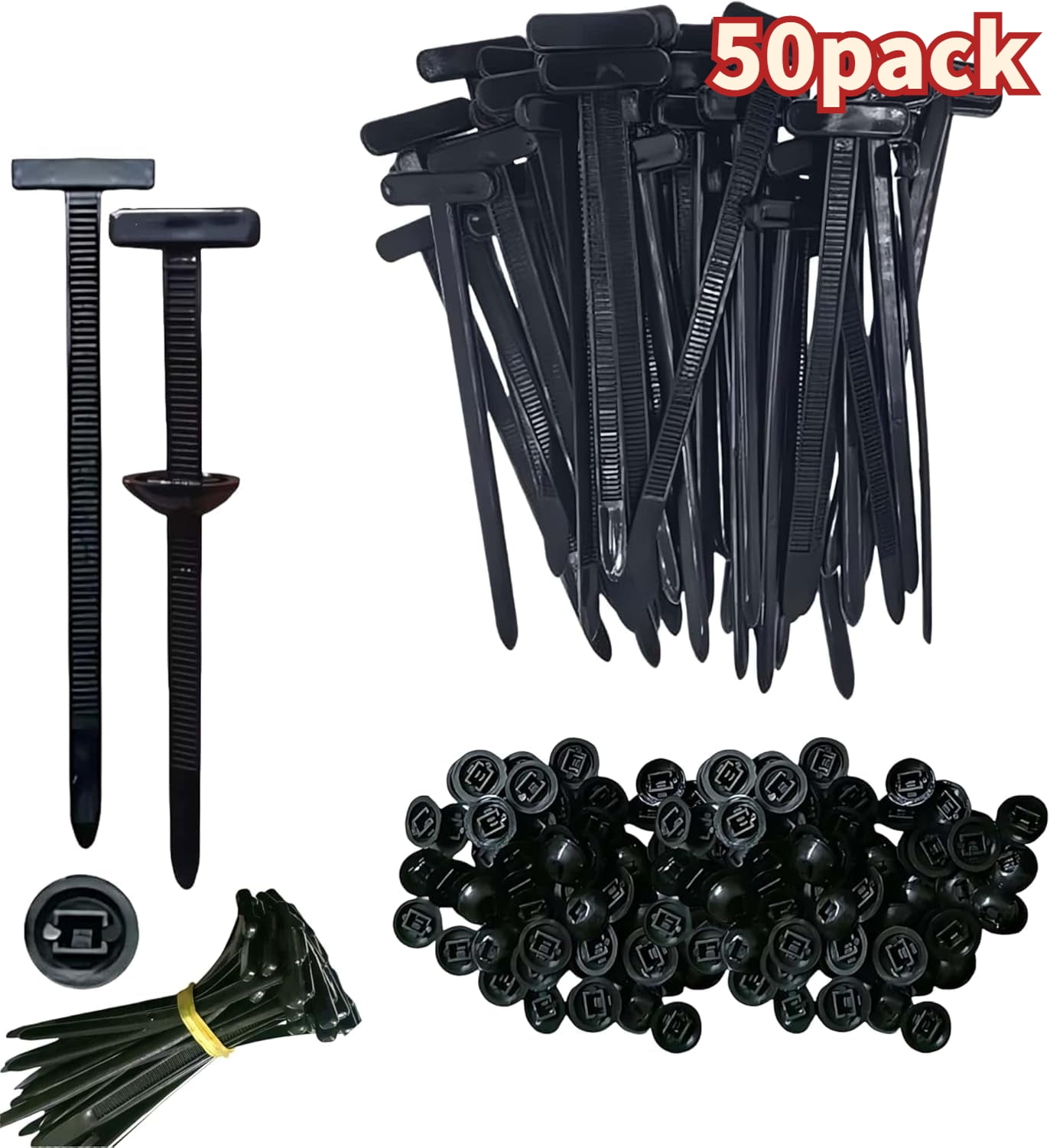 200PCS Nylon Universal Cable Tie Buckle for Car, Automotive Zipper ...