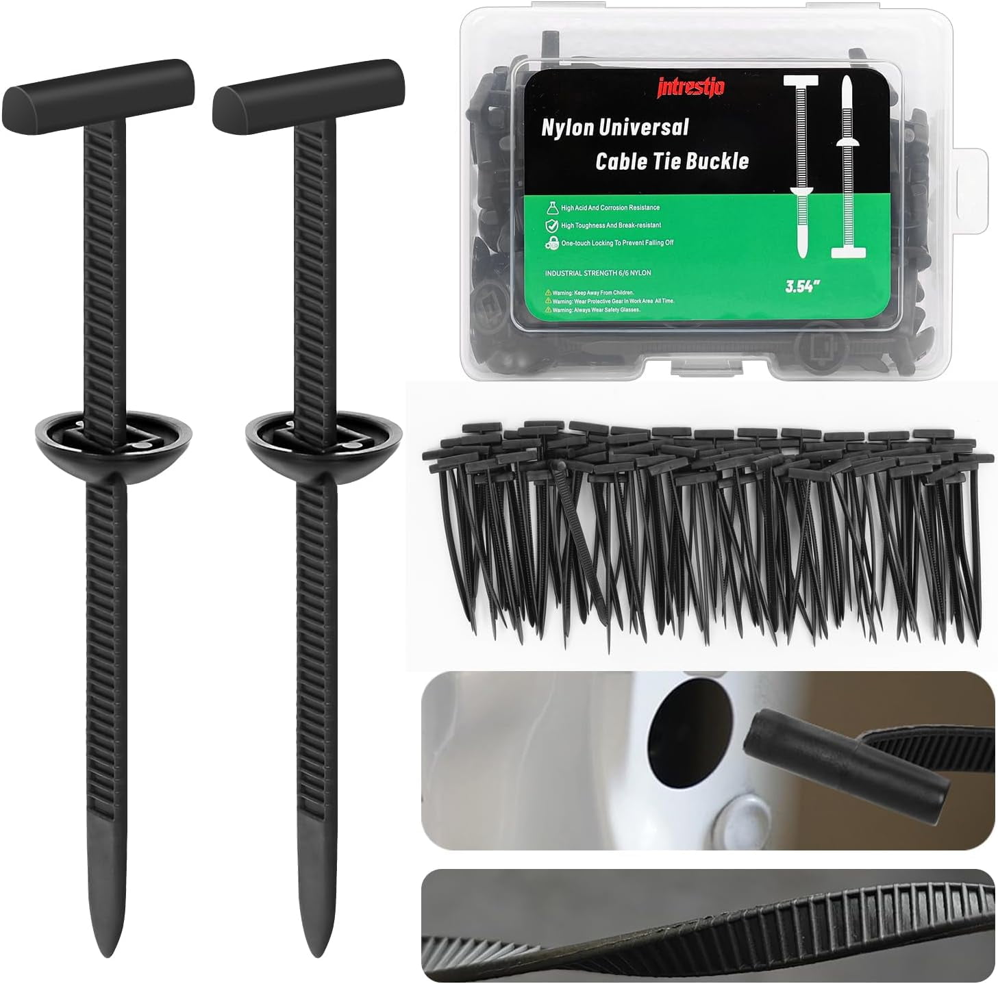 200PCS Nylon Universal Cable Tie Buckle with Dual-Side Gear, Foldable ...