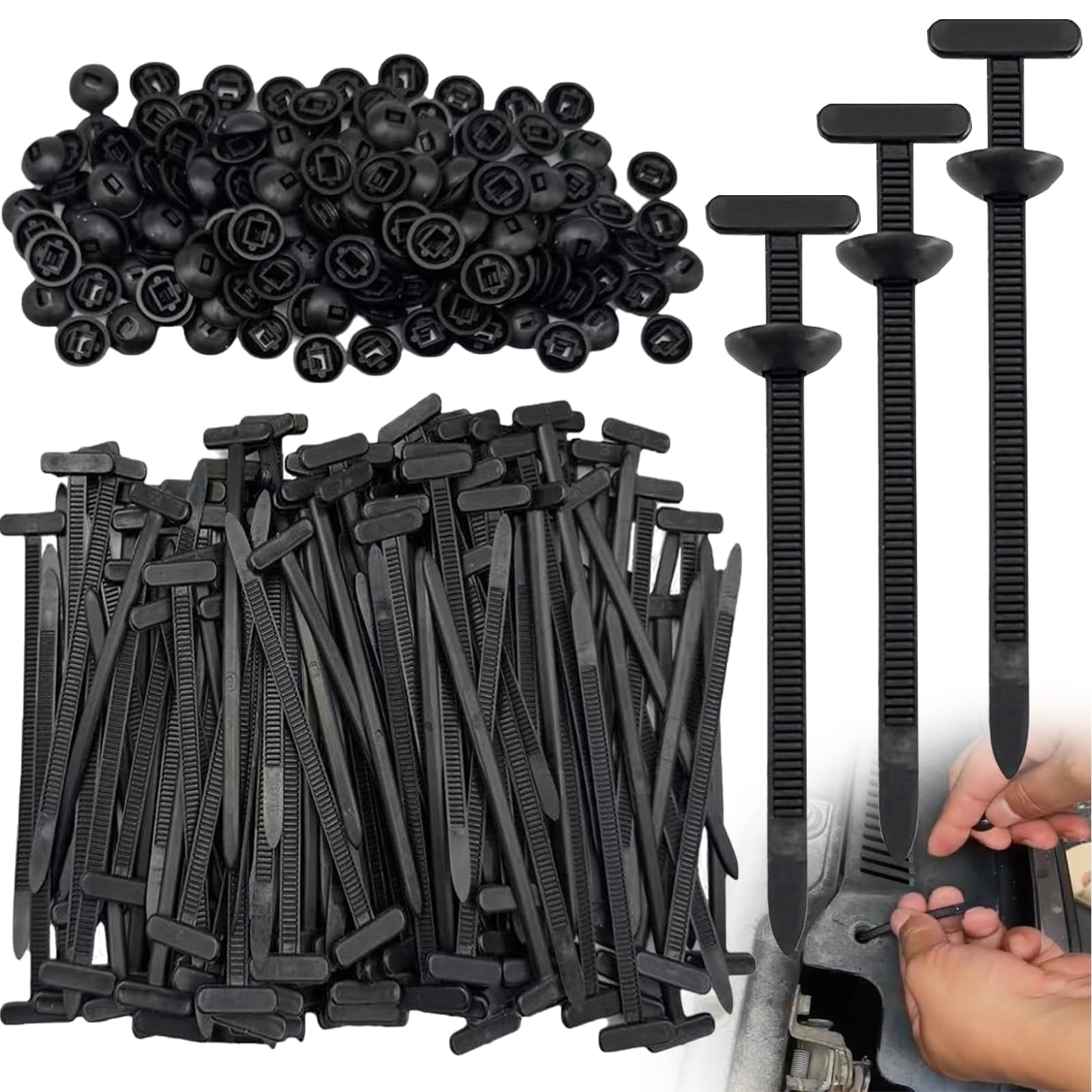 200PCS Nylon Universal Cable Tie Buckle Multipurpose UV Resistant Cable ...