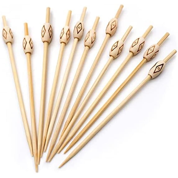 200PCS Oval Wood Pearl Cocktail Picks for Drinks&Food, 4.7 Inch Fancy ...
