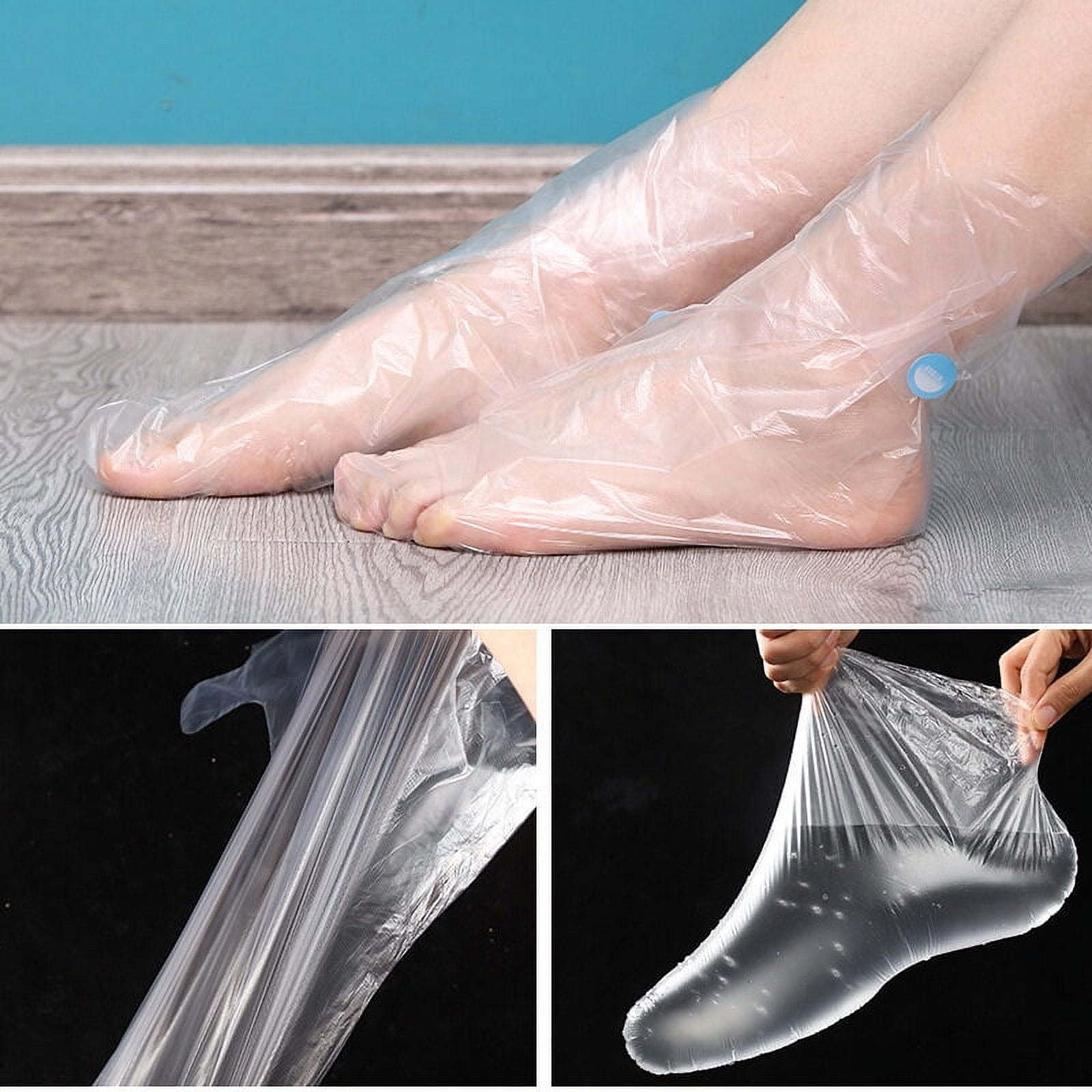 200PCS Plastic Foot Covers with stickers .Paraffin Bath Liners for Foot ...